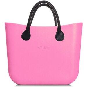 O bag Obag MINI розова чанта с черни къси полиетиленови дръжки - GLAMI.bg