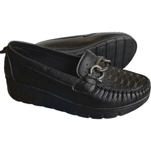 Дамски черни мокасини Ezel Shoes за широки крака - GLAMI.bg