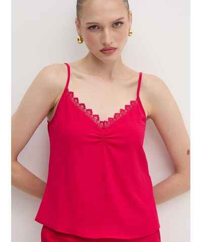 Пурпурни, дантелени дамски блузи с презрамки - GLAMI.bg