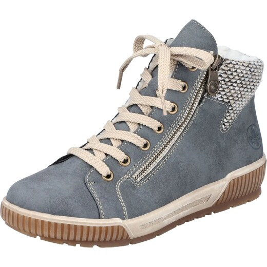 Rieker Ниски ботуши с връзки кремаво / опушено синьо / черно - GLAMI.bg