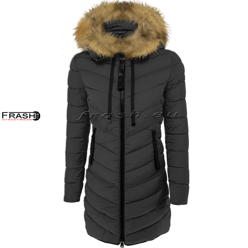 Moda Piu Anna Дълго зимно яке, естествен косъм на качулката, Ft8599 - S ...