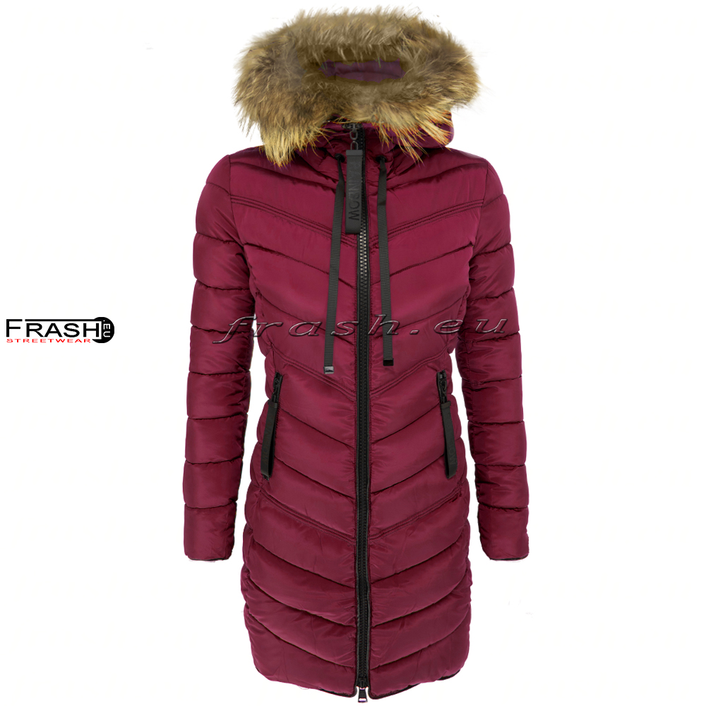 Moda Piu Anna Дълго зимно яке, естествен косъм на качулката, Ft8599 - S ...