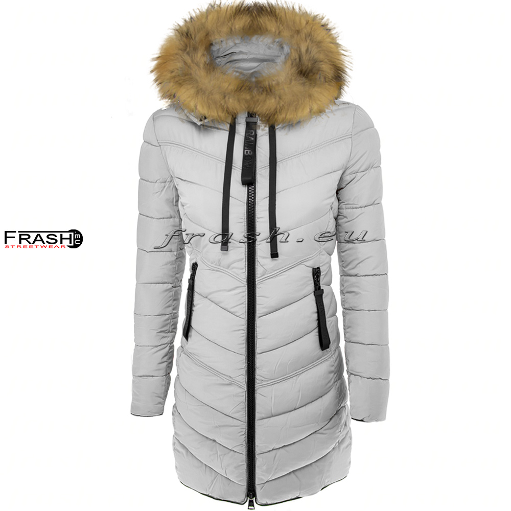 Moda Piu Anna Дълго зимно яке, естествен косъм на качулката, Ft8599 - S ...