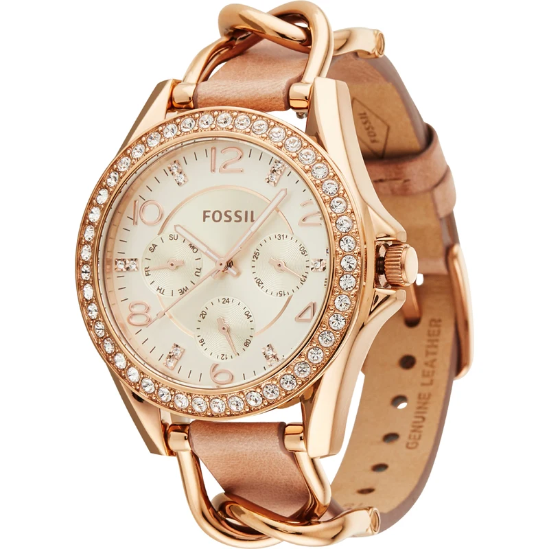 FOSSIL Аналогов часовник 'RILEY' цвят "пясък" / злато / розово злато ...