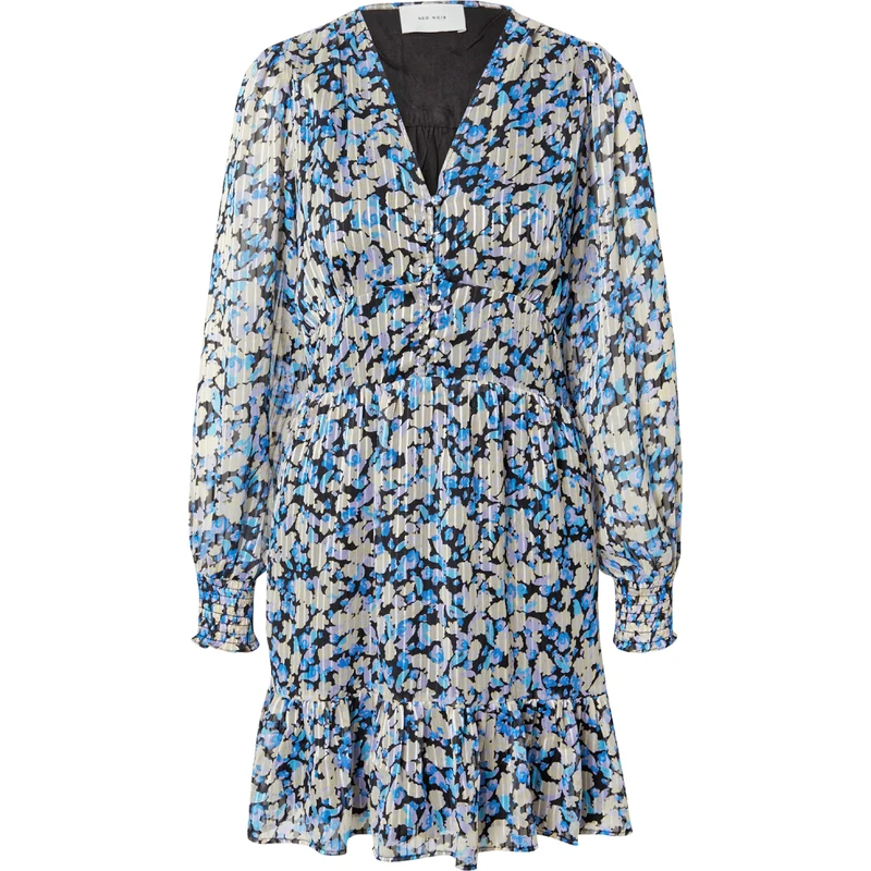 Neo Noir Рокля тип риза 'Mitchell' синьо / пастелно жълто / черно ...