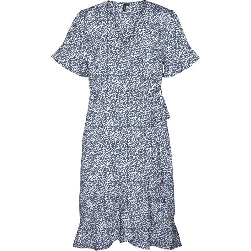 VERO MODA Рокля 'HENNA' опушено синьо / мръсно бяло - GLAMI.bg