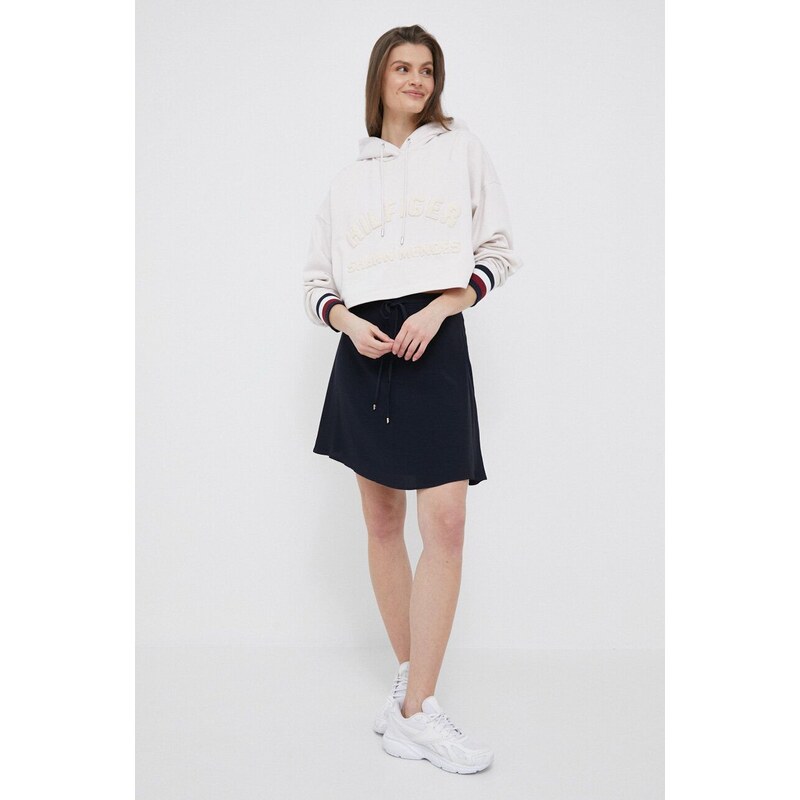 Пола Tommy Hilfiger в тъмносиньо къс модел разкроен модел - GLAMI.bg