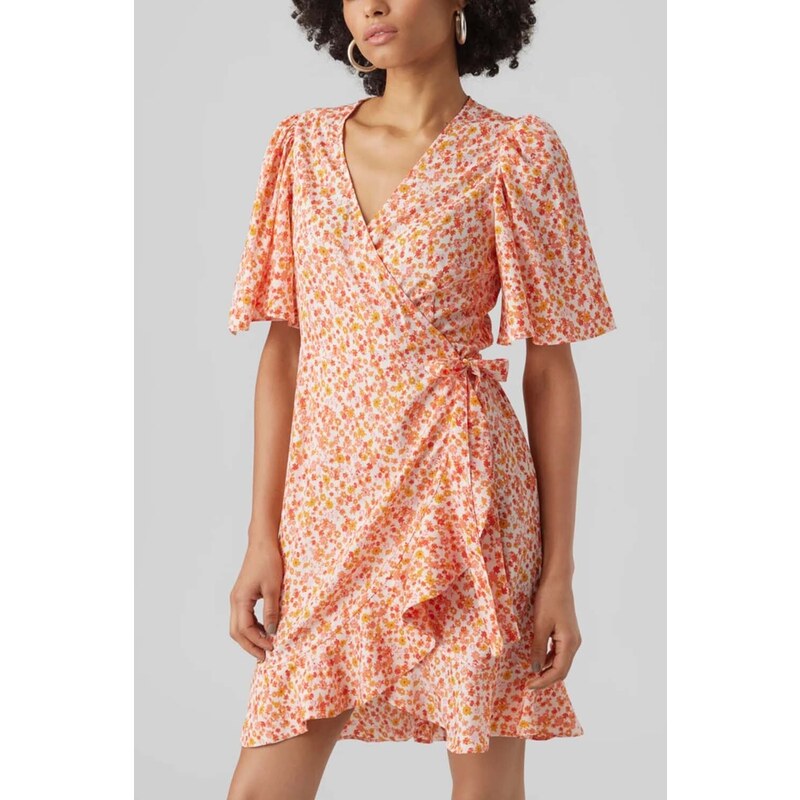 VERO MODA Рокля Vmemma Henna Ss Short Wrap Dress Wvn Ga 10290762 13 ...