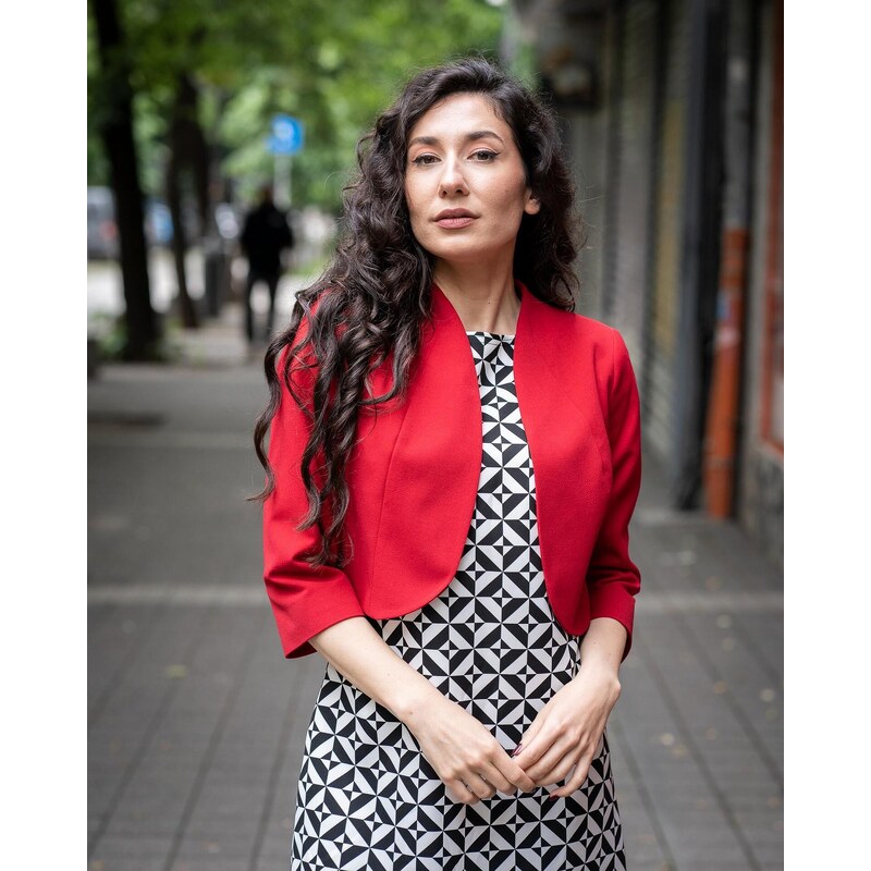 ALETA PARIZI Дамски костюм от късо болеро и рокля с джобове и ...