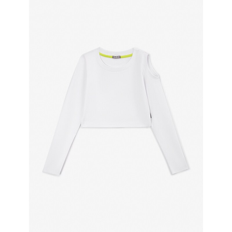 Оригинален кроп-топ с "капка", която разкрива рамо от Gulliver - 152 - GLAMI.bg