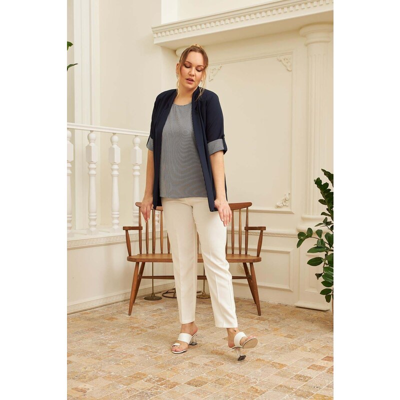 Bubble Chic Макси пролетен сет блейзер и топ райе - тъмносин - GLAMI.bg