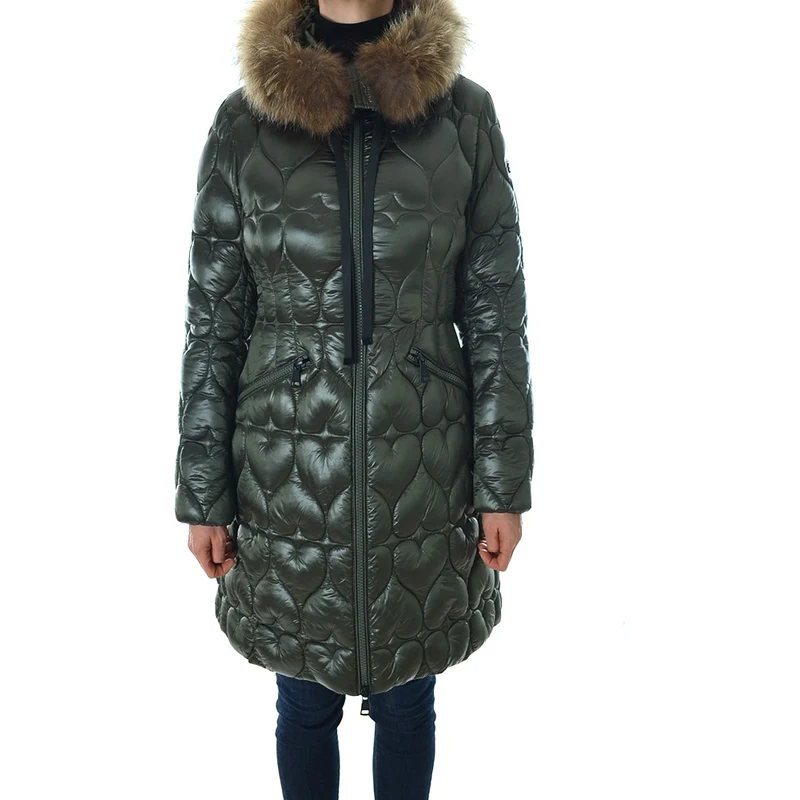 MODA PIU ANNA Вталено Дамско ефектно зимно яке - зелено - GLAMI.bg
