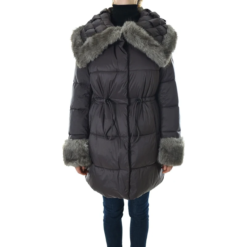 MODA PIU ANNA Дамско зимно яке с ефектна яка - кафе - GLAMI.bg